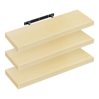 Woltu Étagère Murale, Étagère Flottante de CD, Lot de 3, pour Salon, Cuisine, Chambre, Salle de Bain 70x22.9x3.8cm, Jaune Chêne RG9369kei-3