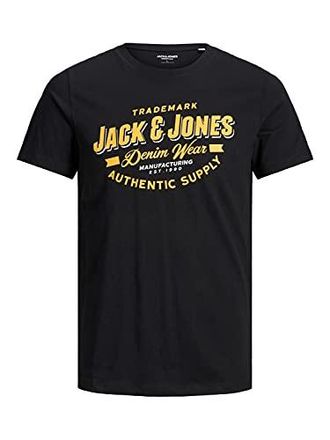 Jack & Jones T-Shirt pour Homme, Noir/Coupe : Slim, XL