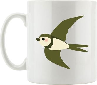 Pixxprint Kleine Schwalbe Fun Tasse, ca. 300ml Fassungsvermögen, Keramik Weiß, Spülmaschinenfest