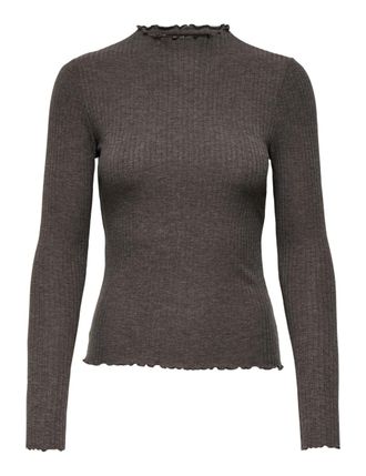 Only Damen Onlemma L/S Noos JRS Comfort Fit High Neck Top Mit Femininen R&uuml;schen, Java, X-Large