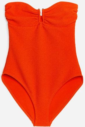 Arket Texturierter Bandeau-Badeanzug -Rot