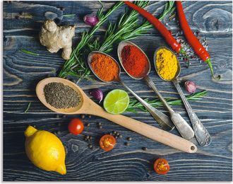 Artland ARTland Spritzschutz Küchenrückwand aus Alu für Küche Herd Spüle 70x55 cm (BxH) mit Motiv Essen Lebensmittel Gewürze Kräuter Chili Chilischote H9KD