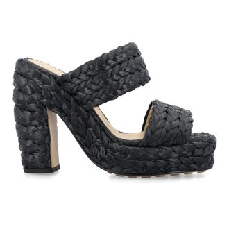 Bottega Veneta Femme, Chaussures, Noir, Taille: 38 1/2 EU Mules à Talons en Raphia