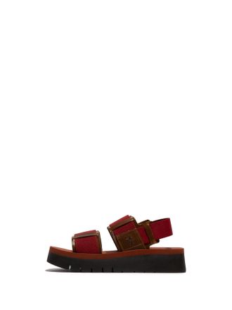 FLY London Fly London Damen SORU277FLY Sandal, Camel/Dark RED/Brick, 38 EU