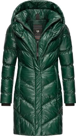 Ragwear Damen wasserdichter Shiny Mantel Lange warme Winterjacke mit großer Kapuze Natalka Bling YOUMODO Green Gr. 3XL