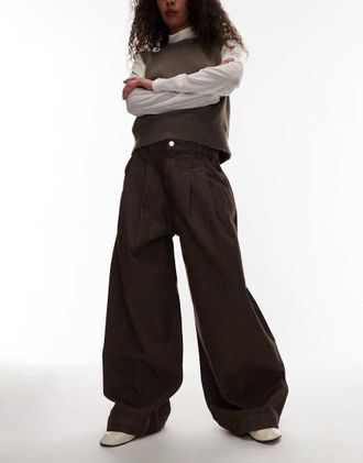Asos Horseshoe-Jeans in Dunkelbraun mit Oversize-Passform-Brown