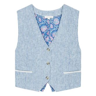 Louise Misha Veste Sans Manches Franckie Rayures Lin et Coton - Collection Femme Louise Misha