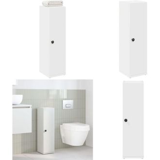 vidaXL Badezimmerschrank mit Rollenhalter Wei&szlig; 20,5x22x72 cm - Toilettenpapierhalter - Holzschrank