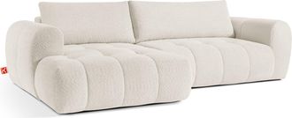 Konsimo Ecksofa Lira mit Stauraum Schlaffunktion Pflegeleicht L-Form Links- oder rechtsseitig Zeitloses Design und Eleganz | Bequemes Mega-Ecksofa (Links weiß