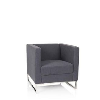 hjh OFFICE 713501 Lounge-Sessel Barbados Stoff Grau Moderner Cocktailsessel f&uuml;r h&ouml;chsten Sitzkomfort