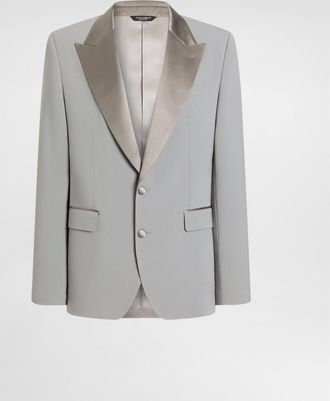 Dolce & Gabbana Sicilia Light Single-breasted Micro-rib Tuxedo Jacket - Mann Collection Grau 50