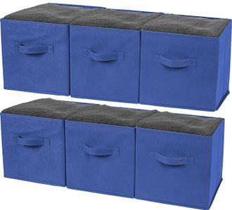 Greenco Foldable Storage Cubes Non-woven Fabric -6 Pack-(Royal Blue)
