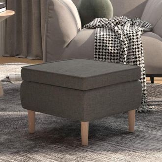 vidaXL Vidaxl - Tabouret gris fonc&eacute; en tissu polyester avec pieds en bois dh&eacute;v&eacute;a - Dimensions 55 x 54,5 x 42 cm - Confort optimal pour salon