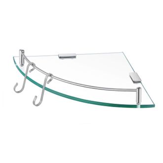 Kes Duschablage Glas Eckregal Glasregal 7 mm Hartglas Glasablage f&uuml;r Badezimmer Regal Wandregal Dusche mit Regaltr&auml;ger Ecke Badregal Wandmontage Geb&uuml;rstet