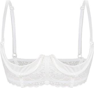 dPois Soutien Gorge Demi Bonnet Bras Sein Nu Femme Sexy Soutien-Gorge Ouvert Erotique Lingerie Tank Tops Brassière Dentelle Bra Push Up Vêtement de Nuit Clu