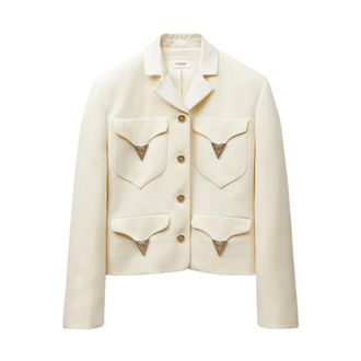 Versace Stretch Woll Sakko - - Jackets - Damen - Wei&szlig; - S