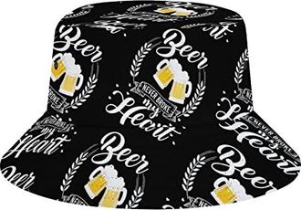 Generic La Bière na Jamais Brisé Mon Coeur-1 Bob Chapeaux Respirant Chapeaux De Pêcheurs Anti-UV Visière Capeline pour Hommes Loisirs Plage