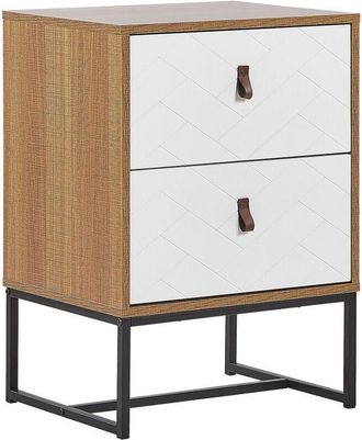 Beliani Beliani - Moderner Nachttisch Heller Holzfarbton / Weiß 2 Schubladen mdf- Platte Metall für Schlafzimmer für Wohnzimmer