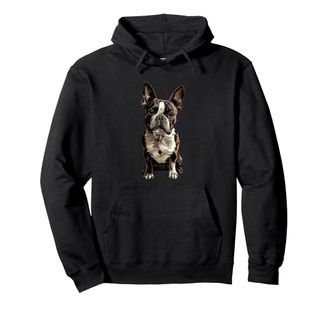 Whyitsme Design Brindle Boston Terrier Hund Illustration Pullover Hoodie