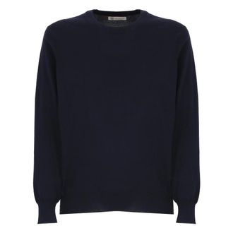 Brunello Cucinelli Homme, Pulls, Bleu, Taille: XL Pull en Coton Bleu Col Rond
