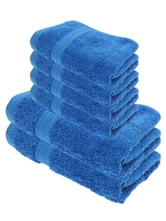Julie Julsen Bio Duschtuch-Set 6 TLG. 2 Dusch- 4 Handt&uuml;cher Royalblau 100% Baumwolle Frotte 550g/m&sup2;