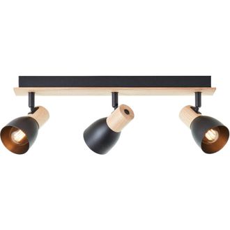 Brilliant Spot Daintree 3 lumi&egrave;res bois/noir m&eacute;tal/bois 3x D45, E14, 28 w, Convient pour lampe &agrave; poser (non incluse) - Brilliant