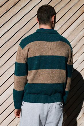 Next Strickpullover Relaxed Fit Rugby-Polohemd aus Strick mit Streifen (1-tlg)