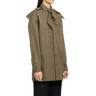 Prada Womens Bicolor Cotton Dress Shirt