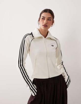 adidas Originals Firebird - Haut de surv&ecirc;tement ajust&eacute; - Blanc cass&eacute;