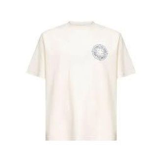 Stone Island Homme, Tops, Blanc, Taille: XL T-Shirt avec Logo Imprim&eacute; au Dos