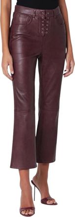 Rotate Rotate Birger Christensen - Pantalon Capri &Eacute;vas&eacute; en Cuir - Femme - Pantalons - Brun - Taille: 38 FR