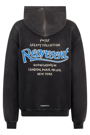 Represent Mens Hooded Sweatshirt Grey Cotton Jumpers Sweater