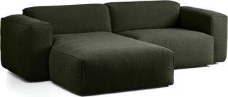 Studio Copenhagen home24 Ecksofa 1,5-Sitzer mit Longchair Gr&uuml;n/Graugr&uuml;n Webstoff Saia 260 x 71 x 173cm Longchair davorstehend links Modern