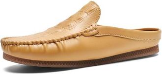 Generic Pantoufles &agrave; enfiler en cuir souple pour homme - Style formel - Dos ouvert - Chaussures d&eacute;contract&eacute;es, jaune, 42 2/3 EU