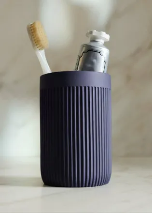 Mango Gobelet &agrave; brosse &agrave; dents ray&eacute; en r&eacute;sine bleu - Home - Taille unique - MANGO HOME