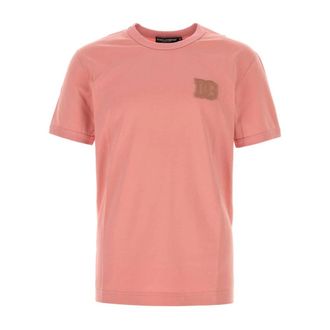 Dolce & Gabbana Baumwoll-T-Shirt mit Patch - - Tops - Herren - Rosa - S
