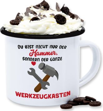Shirtracer Emaille Tasse Blechtasse - Valentinstag Partner Freund & Freundin - Du bist nicht nur der Hammer, sondern der ganze Werkzeugkasten - 300 ml - Wei&szlig; Sch