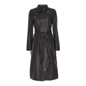 BTF-CPH Schwarze Lange Jacke mit Asymmetrischem Rei&szlig;verschluss - - Coats - Damen - Schwarzk - S