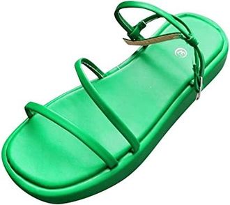 Generic Sandales &agrave; plateforme pour femme - Sandales tendance pour la f&ecirc;te des m&egrave;res - Bout ouvert - Boucle confortable - &Eacute;pais - Plates - Confortables - Antid