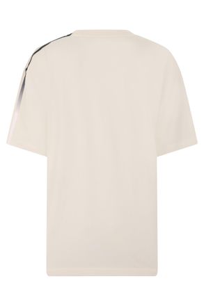 adidas Mens Short-Sleeve Striped T-Shirt Beige Cotton T-Shirts And Polos