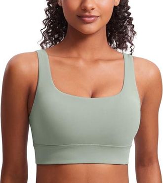 CRZ YOGA Femmes Butterluxe Soutien-Gorge de Sport à Dos en U - Faible Impact Yoga Entraînement Rembourré Haut Court Cour du Palmier Vert XS