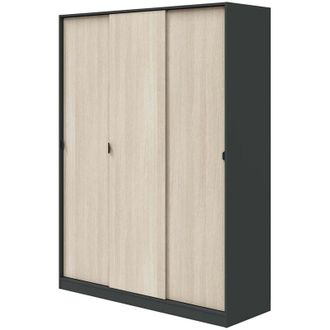 Dmora Kleiderschrank 3 T&uuml;ren Senales, Schlafzimmer Schrank 4 Regale, 50x150 cm Schwarz
