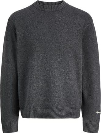 Jack & Jones JORNORREBRO Pull en Tricot &agrave; col Rond pour Homme - D&eacute;contract&eacute;, Gris fonc&eacute; m&eacute;lang&eacute;, L