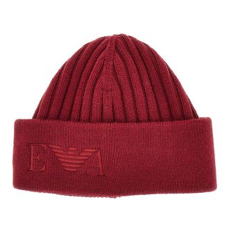Emporio Armani Knitted beanie hat with logo embroidery Woman S