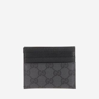 Gucci Mens Card Holder Black Leather Black-Black Wallets & Cardholders Black/black
