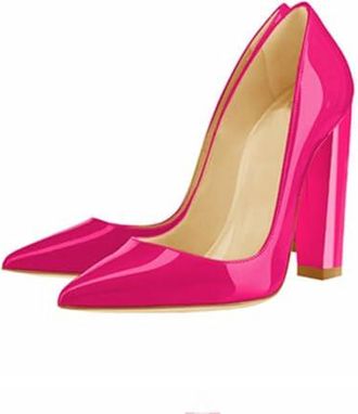 Generic Escarpins &eacute;pais &agrave; Enfiler pour Femmes, Chaussures habill&eacute;es &agrave; Bout Pointu et &agrave; Talons Hauts, Confortables et &agrave; Bout ferm&eacute; en Cuir pour soir&eacute;es et Trav