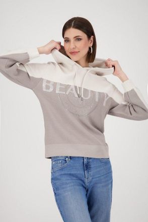 Monari Rundhalspullover Im trendigen Colorblock-Design und funkelnden Strasssteinen