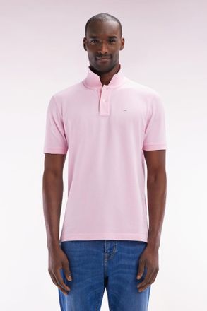 Eden Park Polo &Agrave; Manches Courtes Uni En Coton Pima Rose Clair Coupe Droite