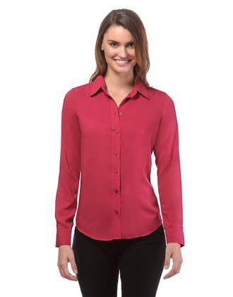 Vincenzo Boretti Bluse, gerade geschnitten mit Hemdkragen weinrot XS