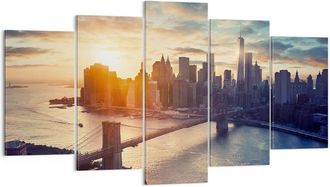 Arttor Wandbilder Dekoration Wohnzimmer New York Stadt Mehrteilige Bilder auf Leinwand 160x85cm Leinwandbild Schlafzimmer Set 5 teilige Wand Kunstdruck Art G